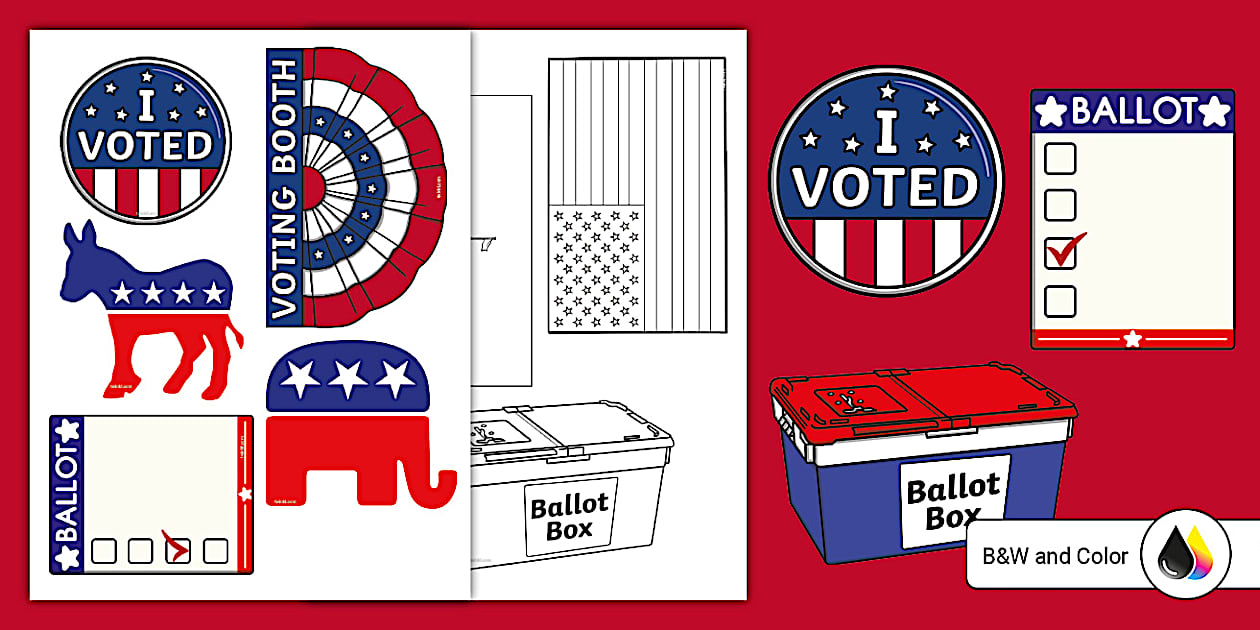 Election Day Voting Booth Dramatic Play Cutouts