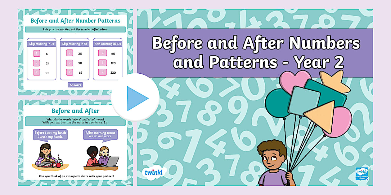 Before and After Numbers and Patterns Year 2 PowerPoint