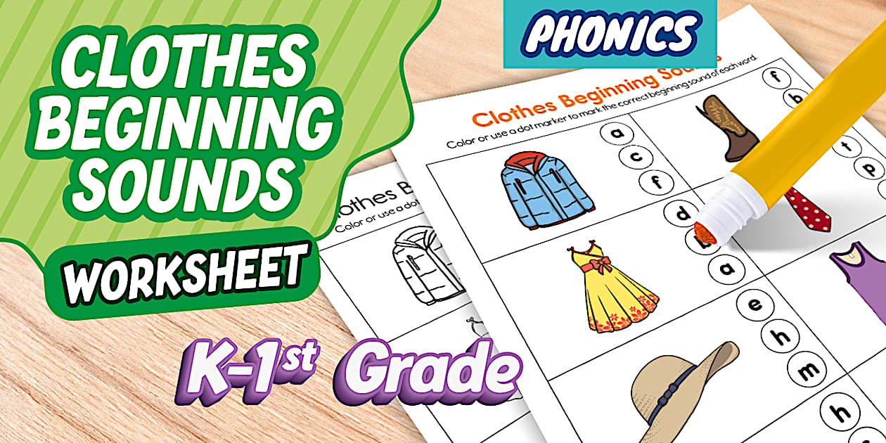 Clothes Beginning Sounds Worksheet for PreK-K (teacher made)