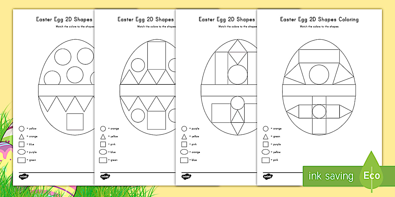 Easter Color by 2D Shapes Activity | Easter | Twinkl USA