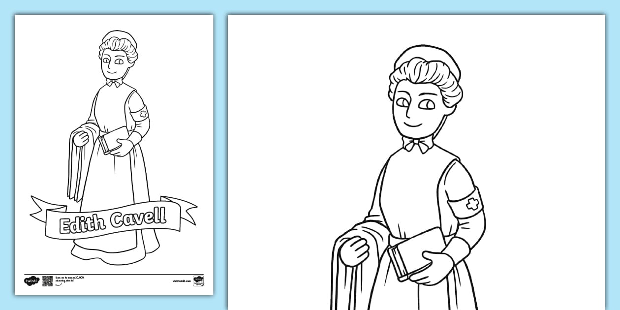 Edith Cavell Colouring Sheet - Twinkl Colouring - Twinkl