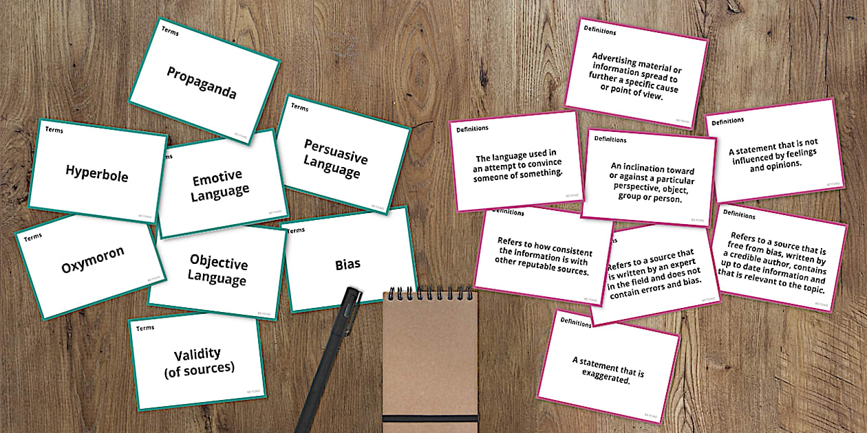 Spotting Fake News Definitions Matching Cards (teacher made)