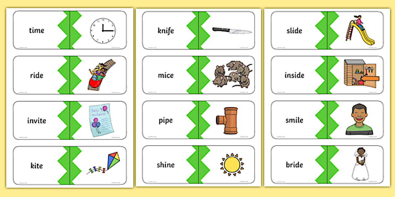 'i-e' Phonics Words - Split Digraph Word Matching Cards