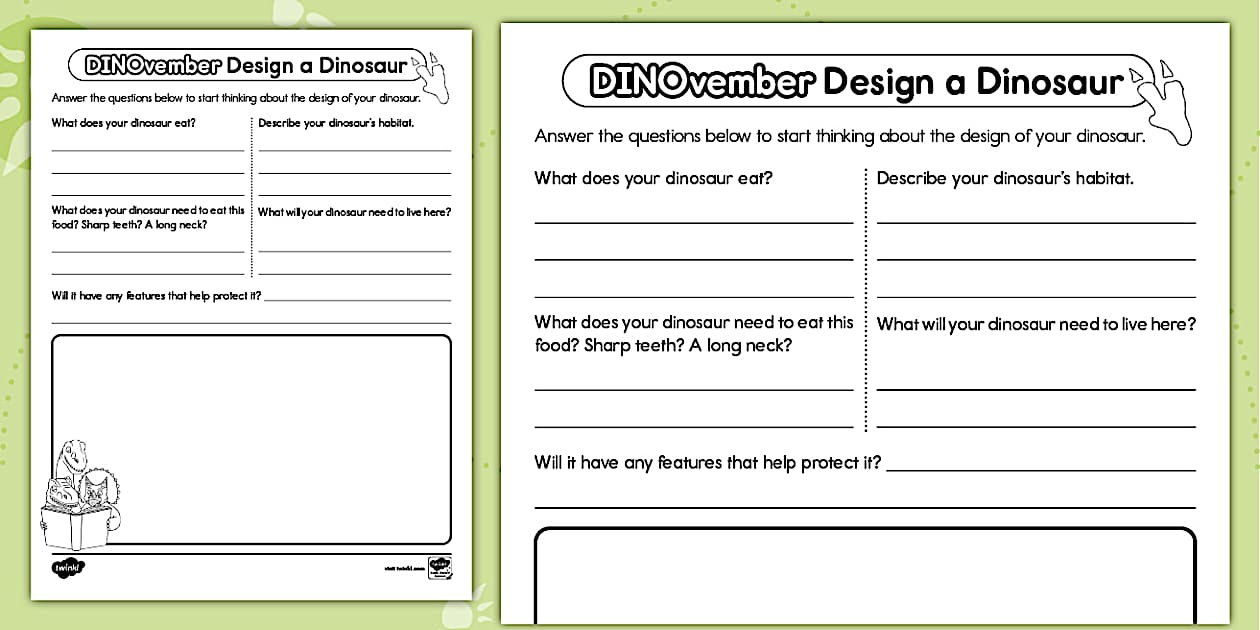 Design a Dinosaur Worksheet | Resource | Twinkl USA - Twinkl