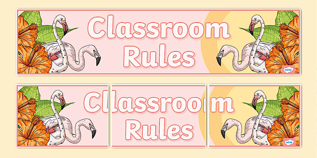 Flamingo Classroom Rules Display Banner (teacher made)