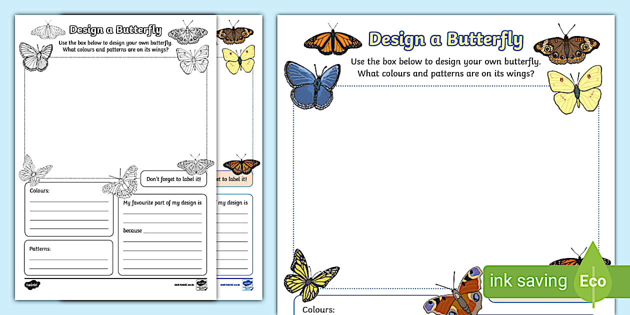 Design a Butterfly Worksheet (Teacher-Made) - Twinkl