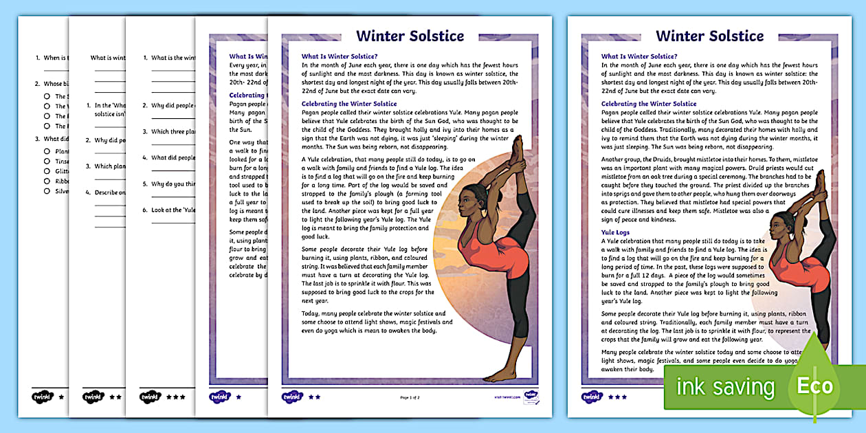 Higher Ability Winter Solstice Differentiated Reading Comprehension ...