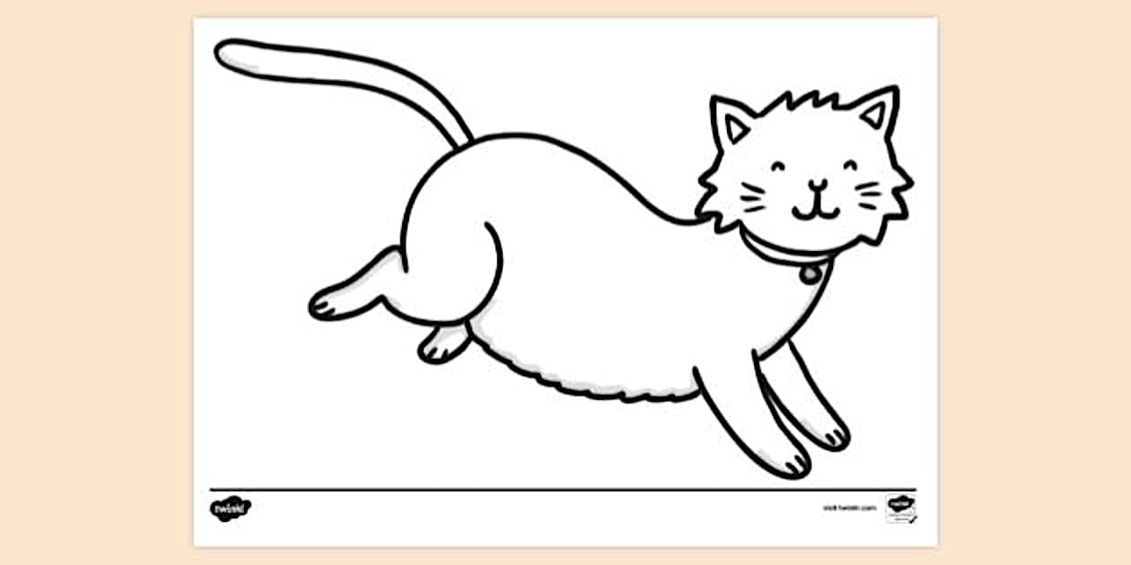 Running Cat Colouring Sheet | Colouring Sheets - Twinkl