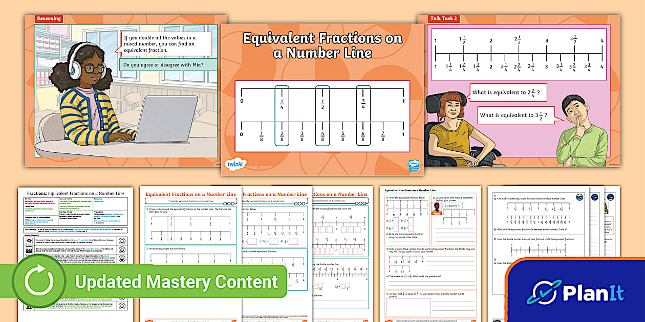 👉 Y4 Equivalent Fractions on a Number Line PlanIt Maths Lesson 9