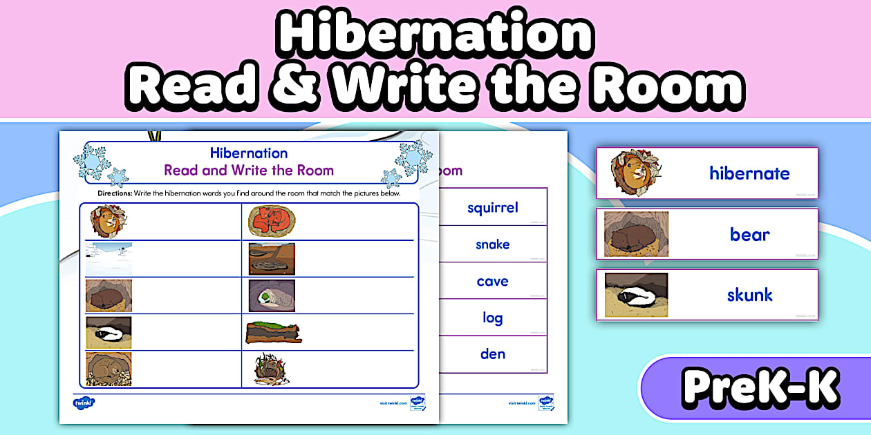 Hibernation Read and Write the Room Worksheet