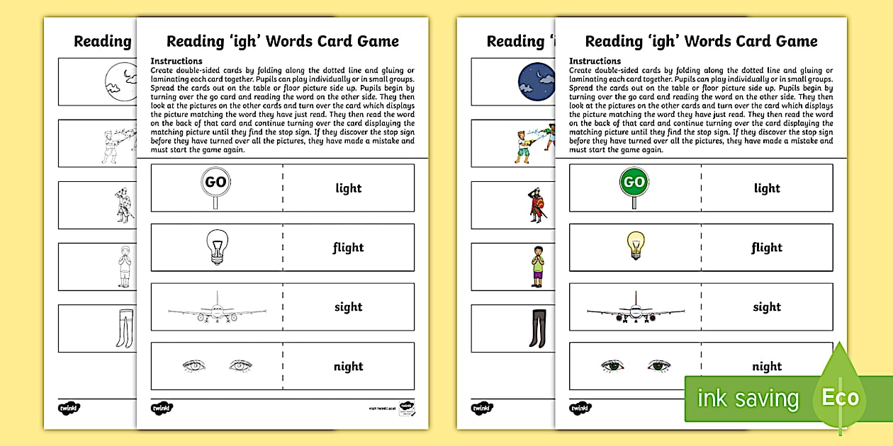 Reading 'igh' Words Card Game - Twinkl