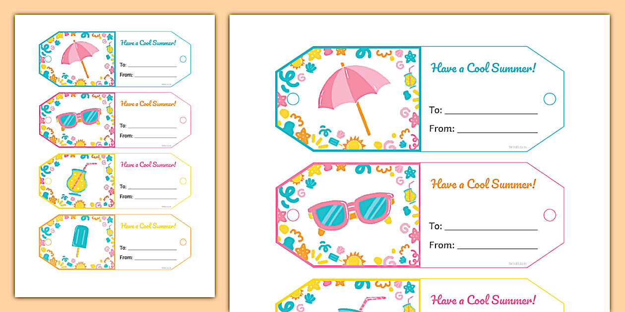 Summer Vibes Themed Gift Labels - Twinkl - KS1 - Twinkl