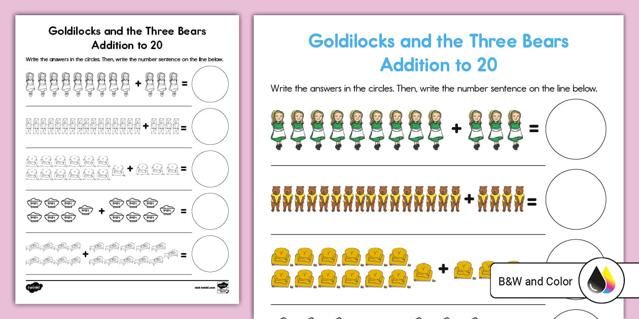 Goldilocks and the Three Bears Addition to 20 (teacher made)