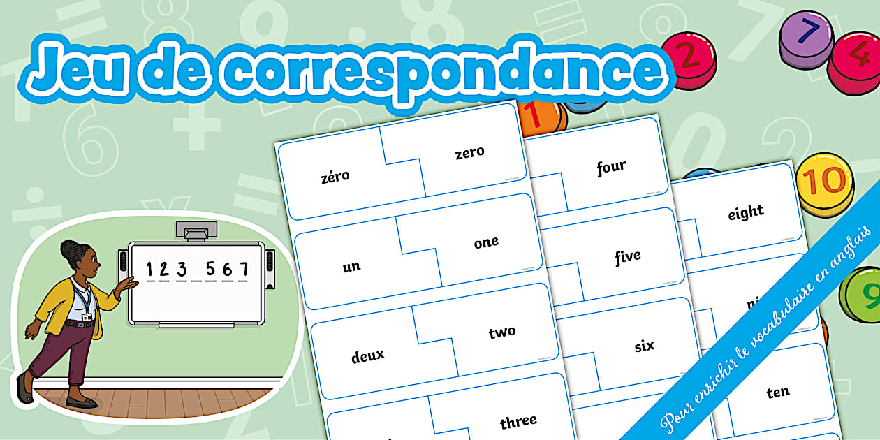 * NEW * Jeu de correspondance : Les nombres - Anglais LV