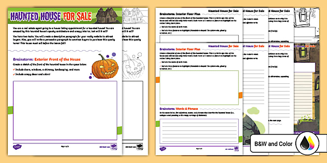 Haunted House for Sale Writing Worksheet | Twinkl USA