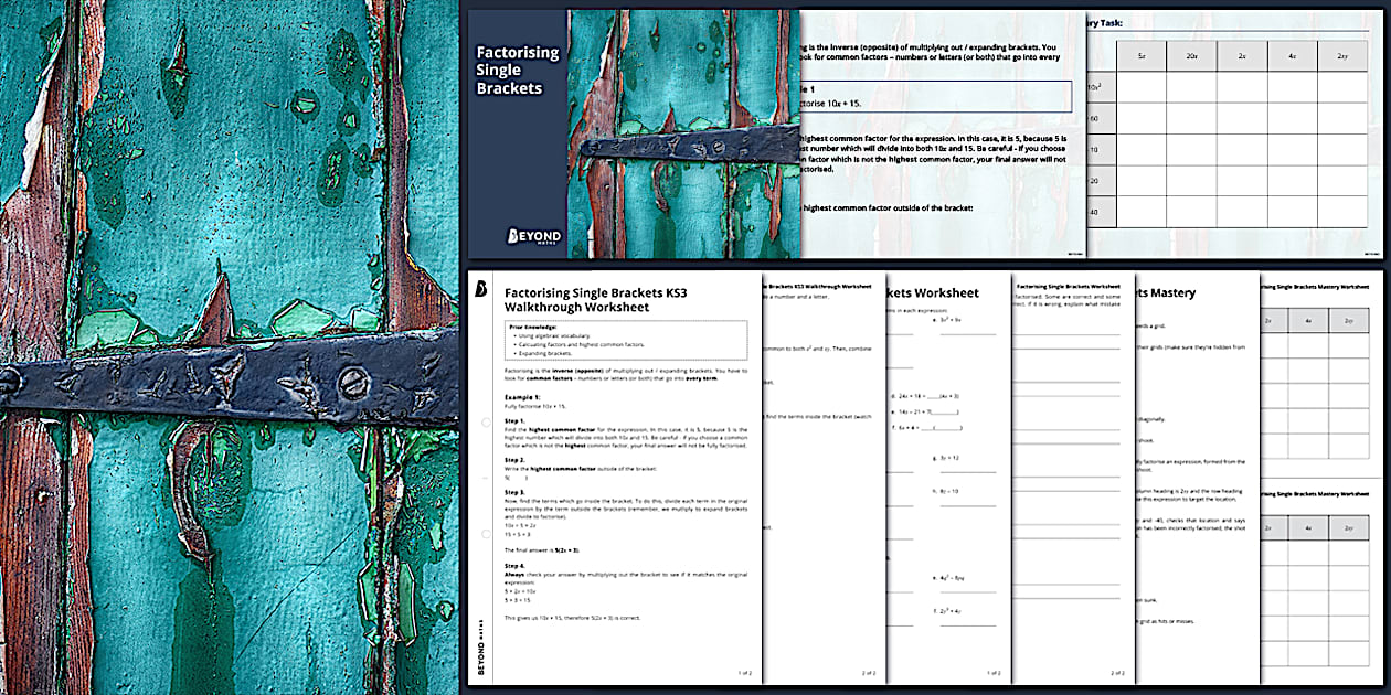 👉 Factorising Single Brackets KS3 Resource Pack - Twinkl