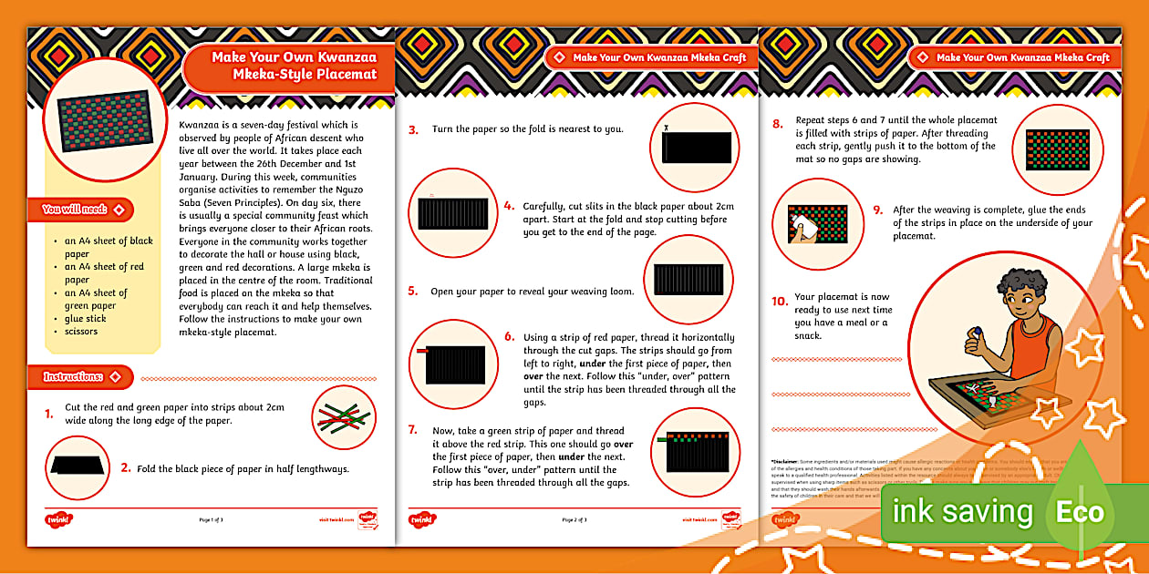 Make Your Own Kwanzaa Mkeka-Style Placemat