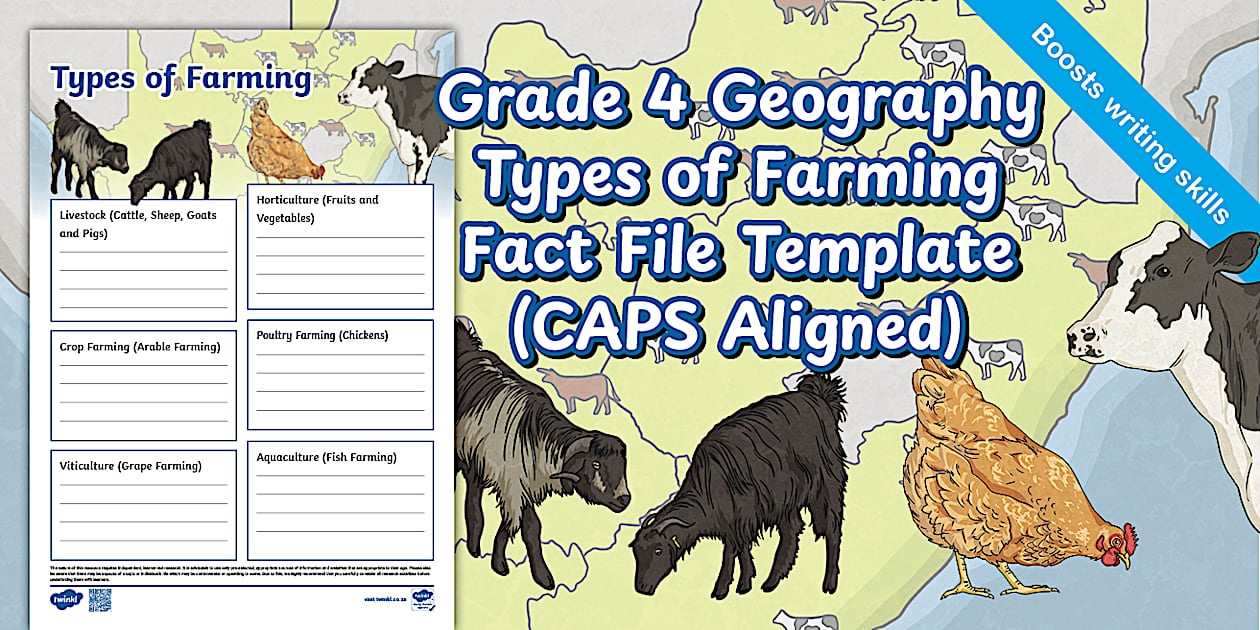 Grade 4 Geography - Types of Farming - Fact File Template (CAPS Aligned)