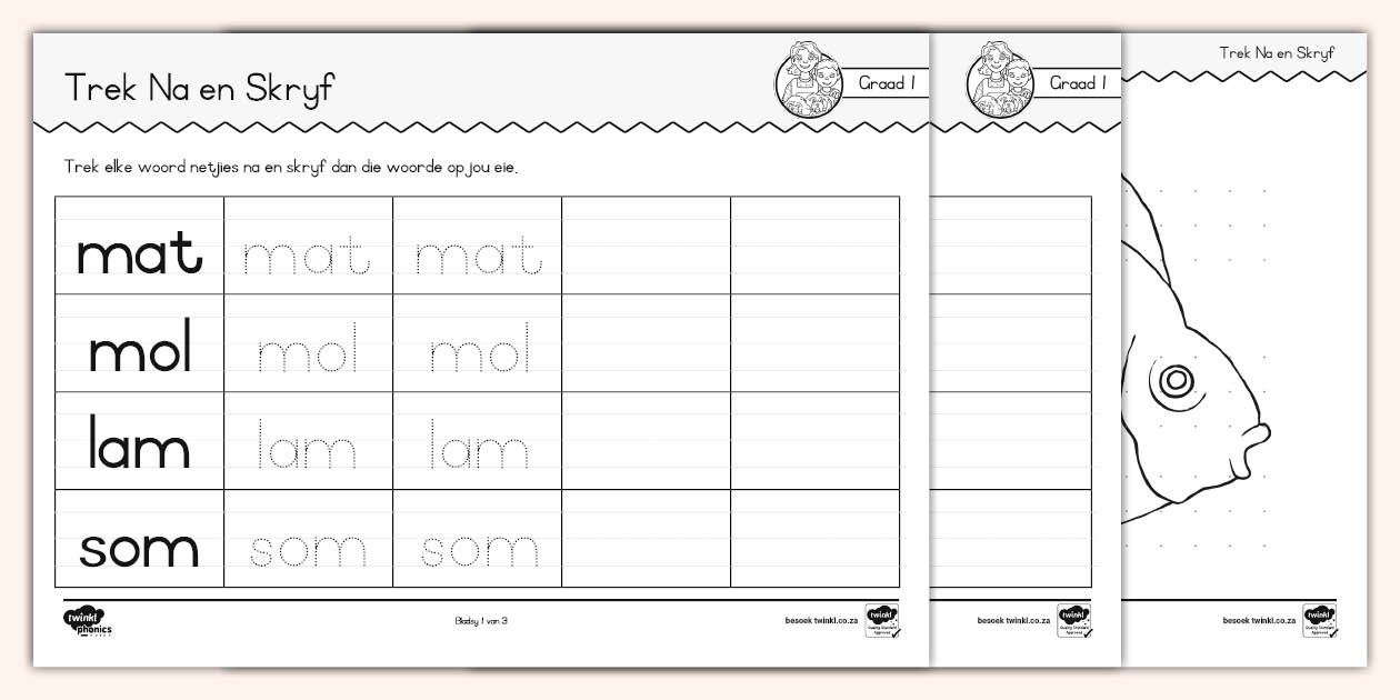 Graad 1 Klanke Handskrif en Lettervorming m, v - Twinkl