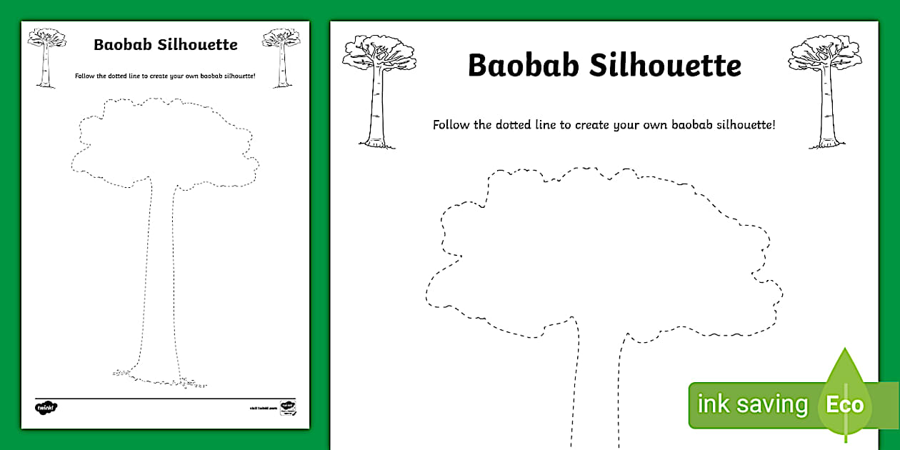 African Baobab Tree Silhouette Drawing Activity - Twinkl