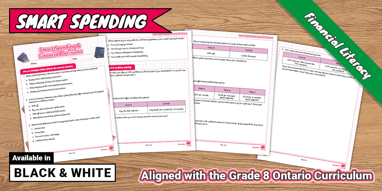 Grade 8 Financial Mathematics Assessment - Version 2