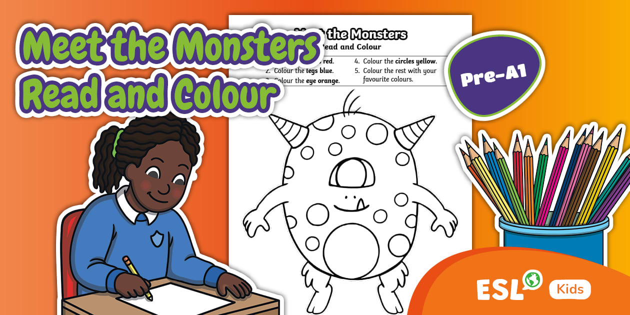 ESL Meet the Monsters Read and Colour Activity
