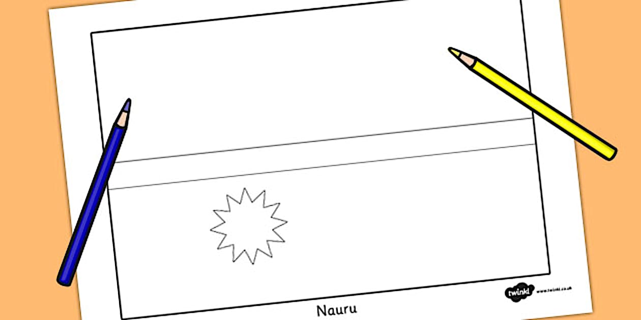 Nauru Flag Coloring Sheet (Teacher-Made) - Twinkl