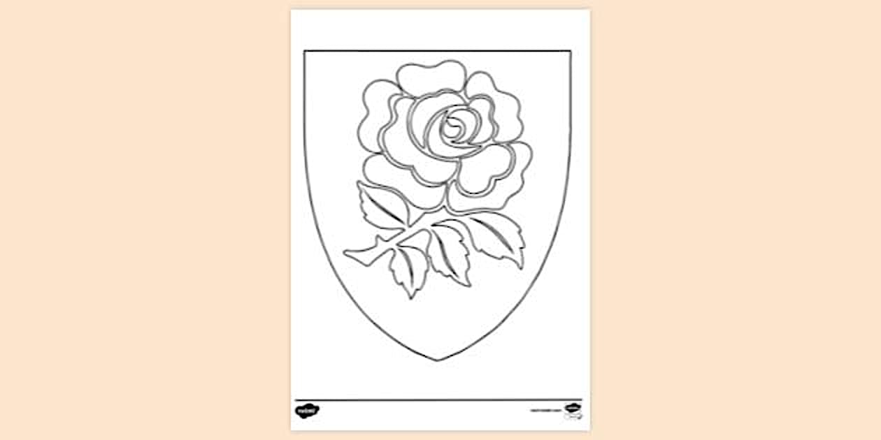 England Rugby Crest Colouring | Colouring Sheet - Twinkl