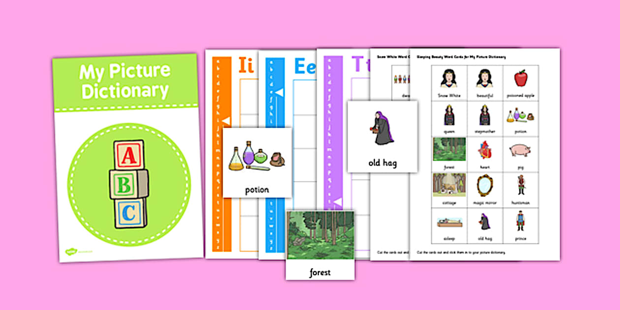 Snow White and the Seven Dwarves Picture Dictionary Word Card Set