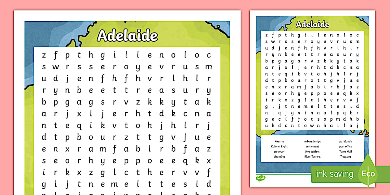 Adelaide Word Search (teacher made) - Twinkl