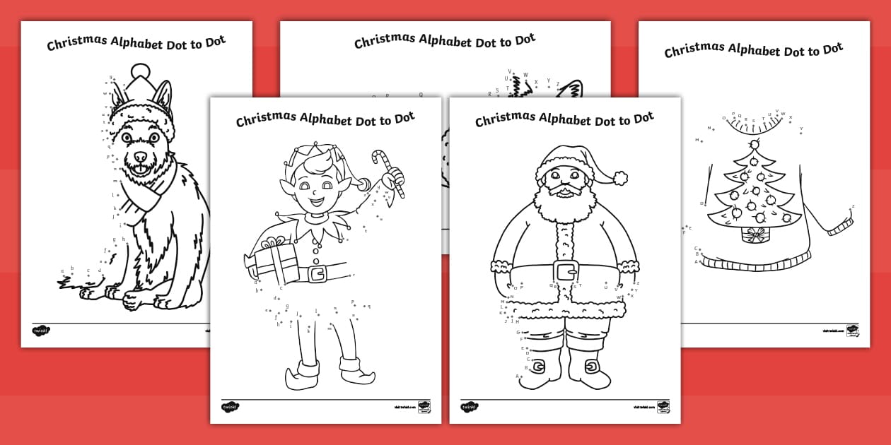 Christmas Alphabet Dot-to-Dot Worksheets - Twinkl - KS1