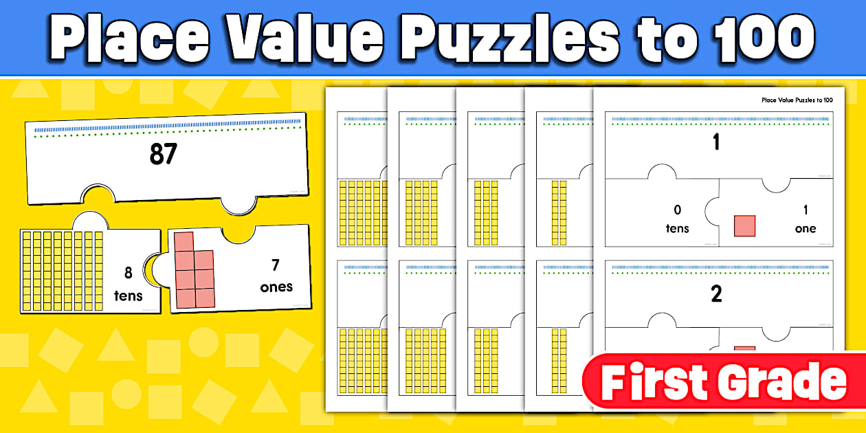 First Grade Place Value Puzzles to 100