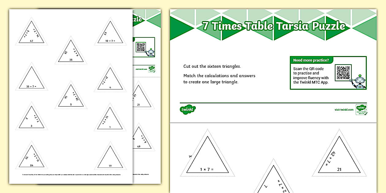 👉 7 Times Table Tarsia Maths Puzzle (l'enseignant a fait)