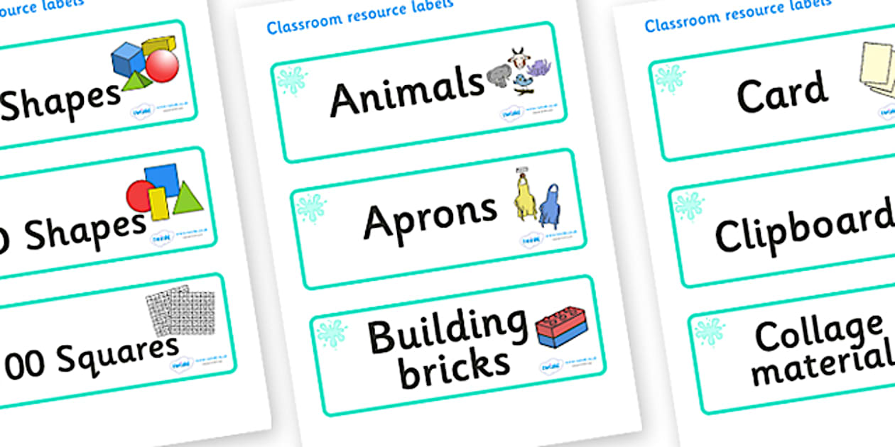 Turquoise Themed Editable Classroom Resource Labels - Twinkl