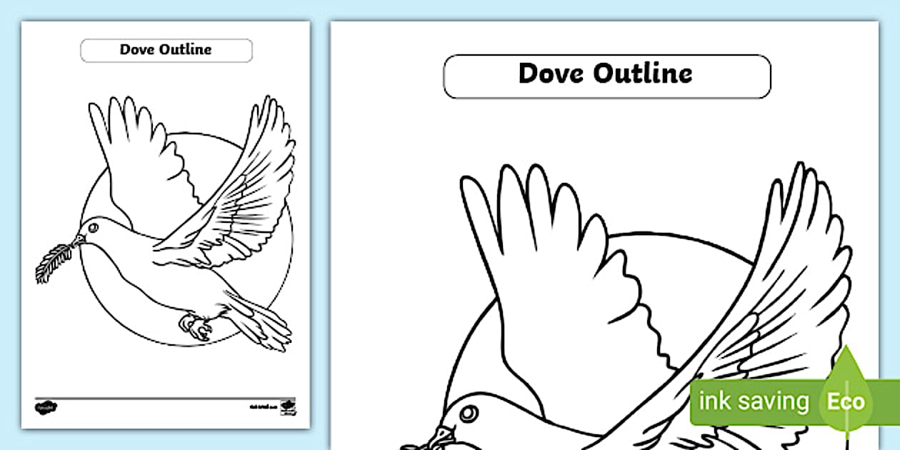 Dove Outline,peace dove template (teacher made) - Twinkl
