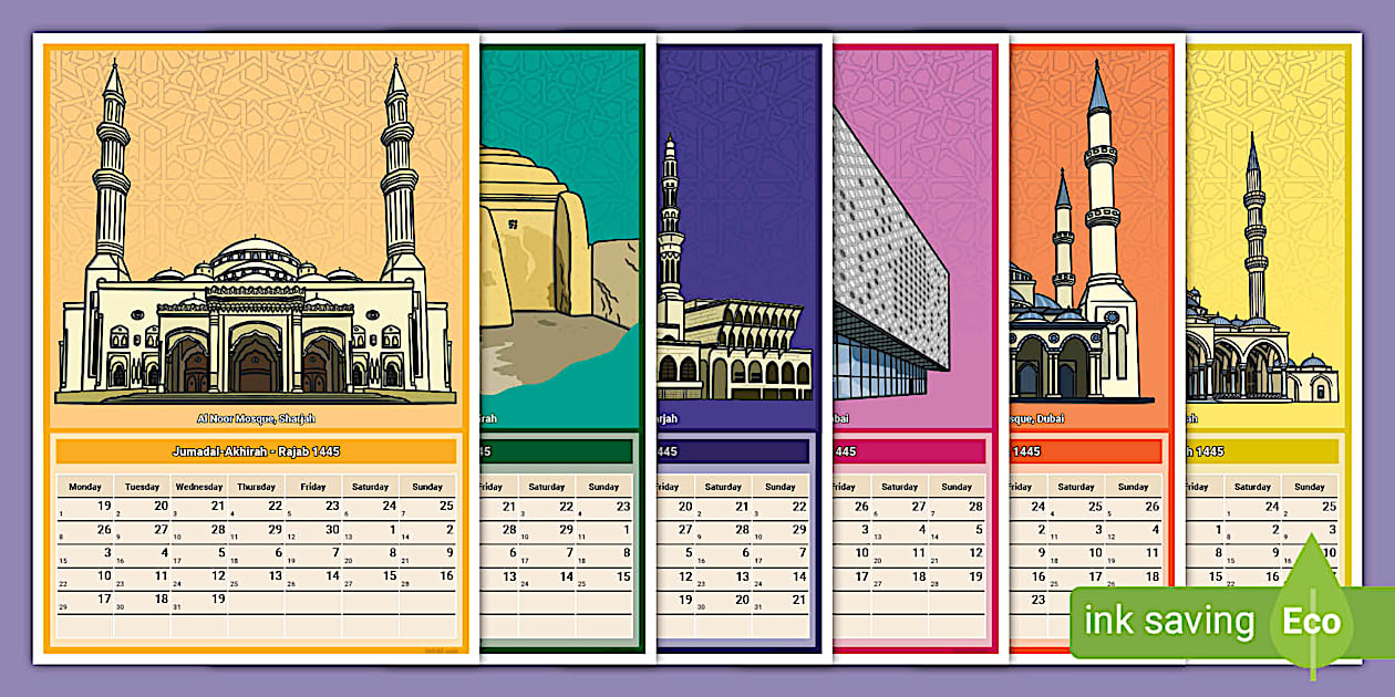 Mosques around the UAE - 2024 - 1445 Hijri Version - Twinkl