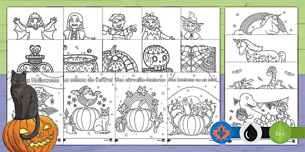 Ultimate Halloween 5 Themes Colouring Pack French