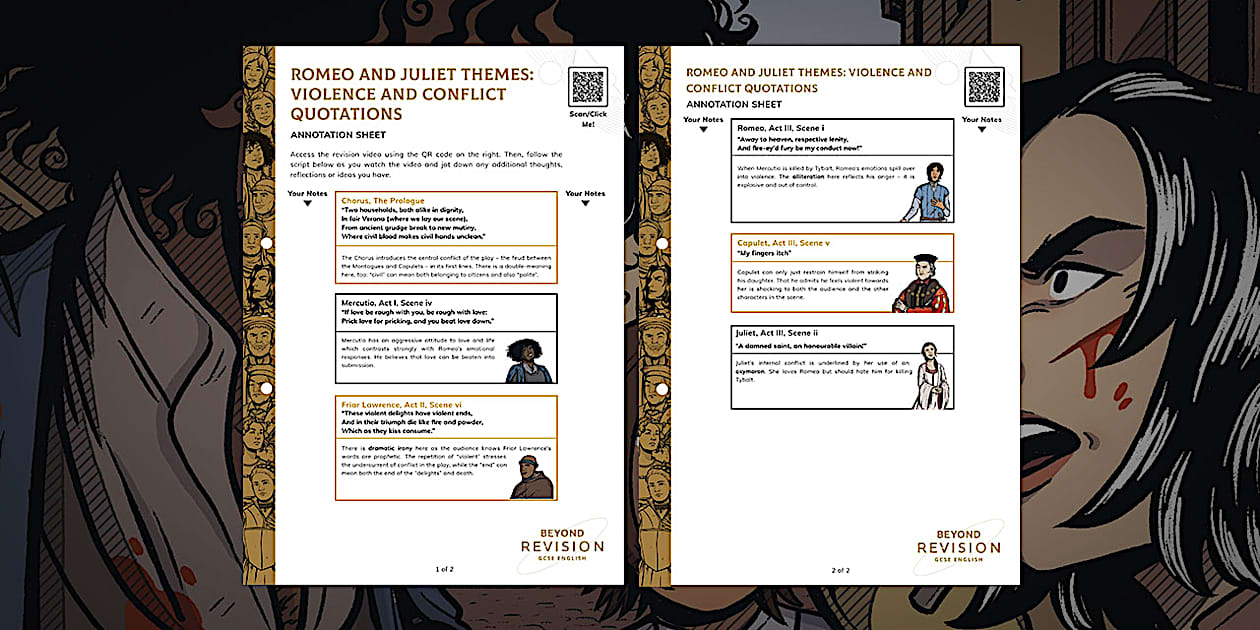 Romeo & Juliet Themes Violence Conflict Quotation Annotation