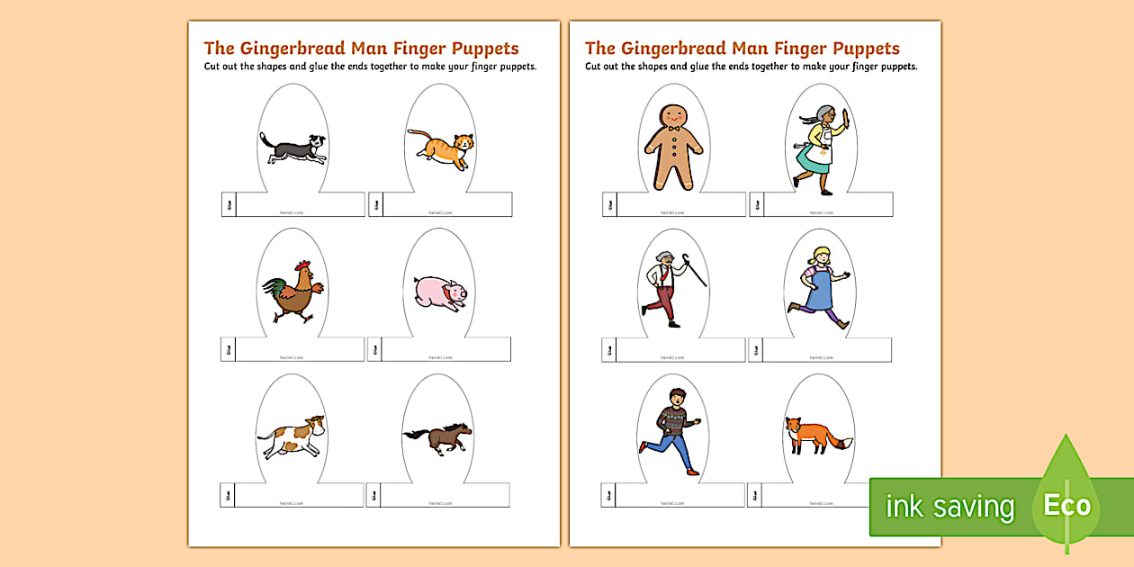 The Gingerbread Man Finger Puppets to Print - EYFS Resources