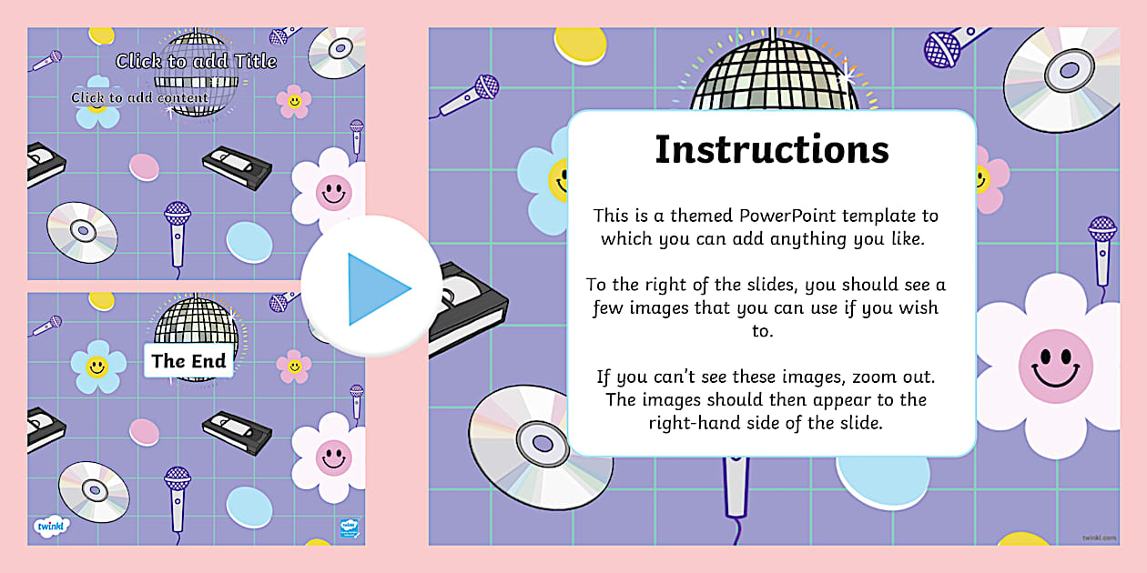 Editable 90s Background PowerPoint Template | Twinkl | KS1
