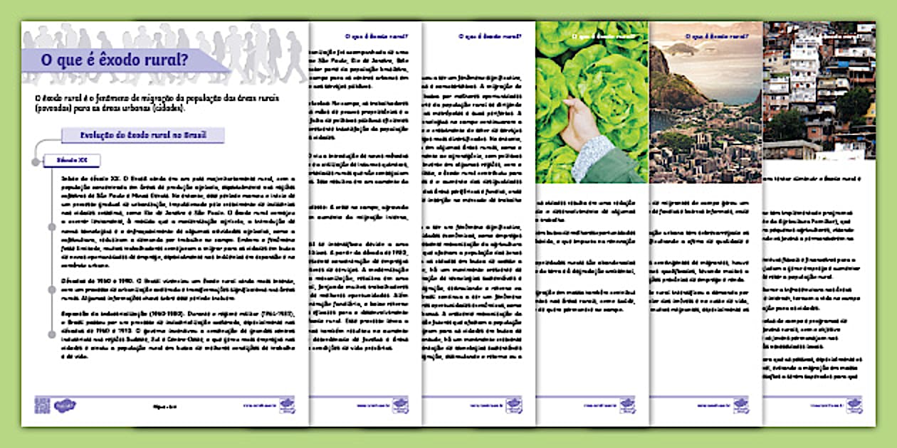 Folhas informativas sobre o êxodo rural {no Brasil}
