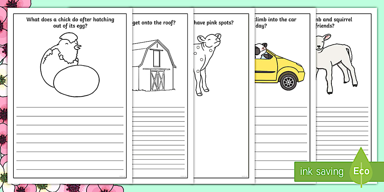 Editable Spring Animal-Themed Prompt Questions Creative Writing Frames