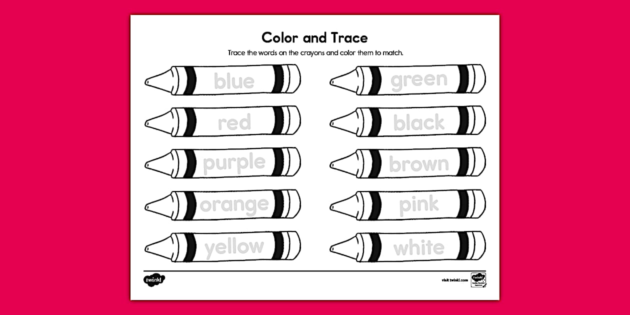 Editable Color Words Tracing and Coloring Page - Twinkl