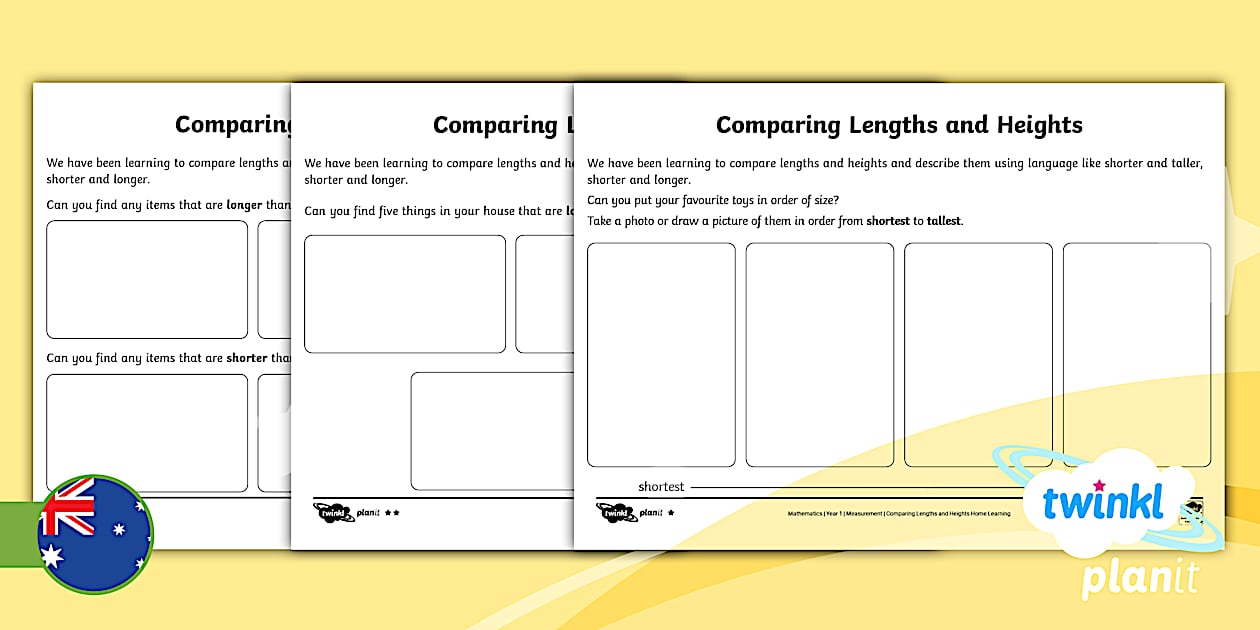 Year 1 Measurement: Compare Length and Height Home Learning