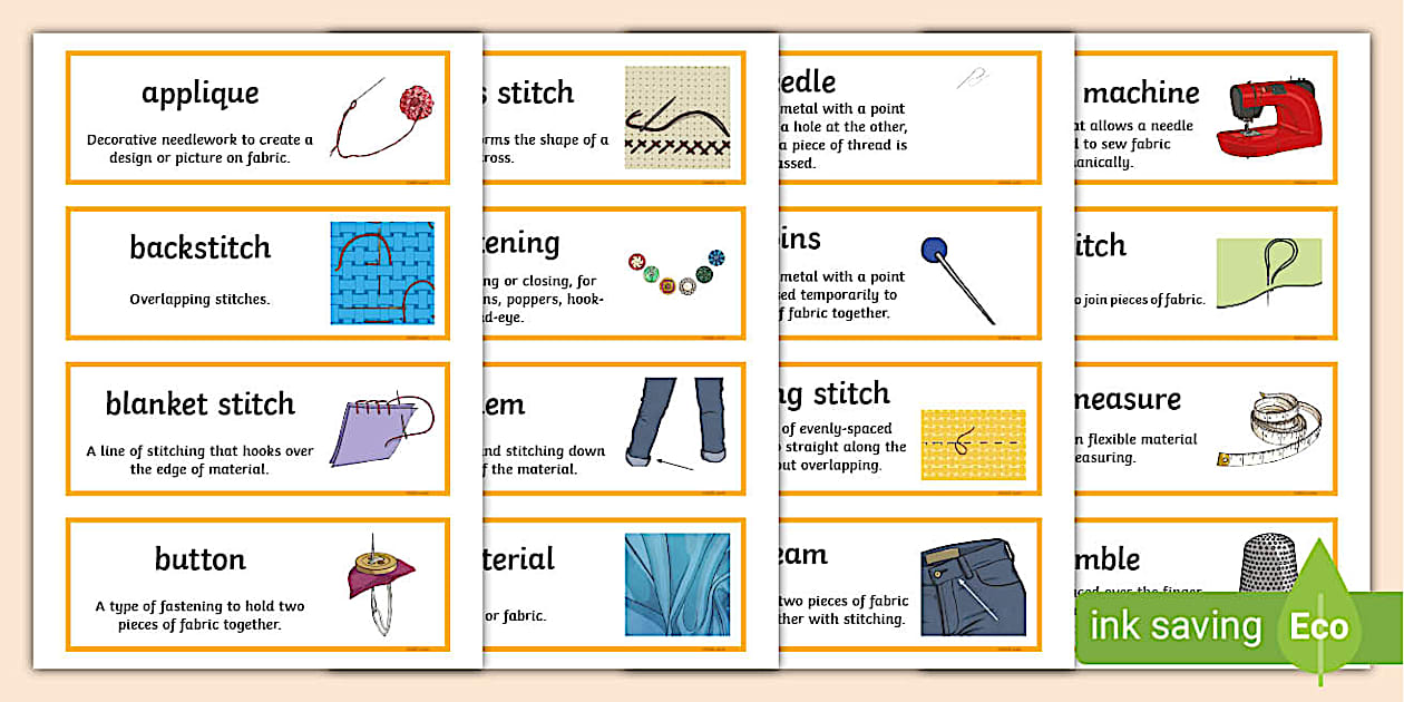 Sewing Key Word Cards (Teacher-Made) - Twinkl