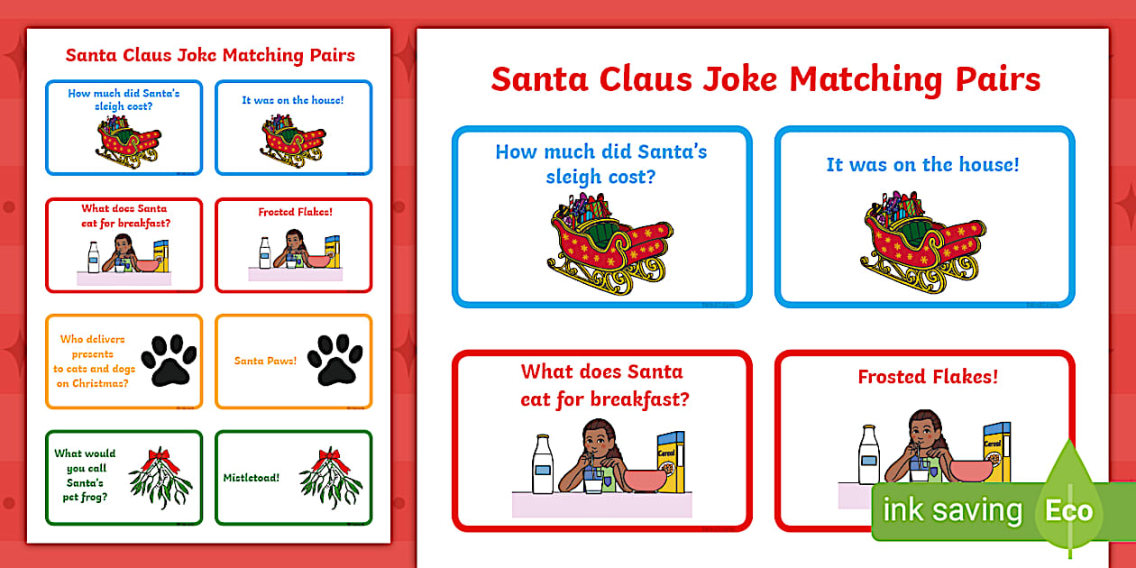 Santa Claus Joke Matching Pairs (Teacher-Made) - Twinkl