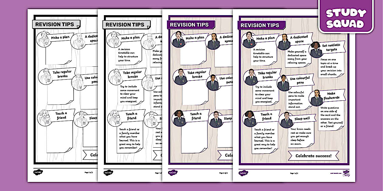 KS2 Study Squad Revision Tips Display Poster - Twinkl