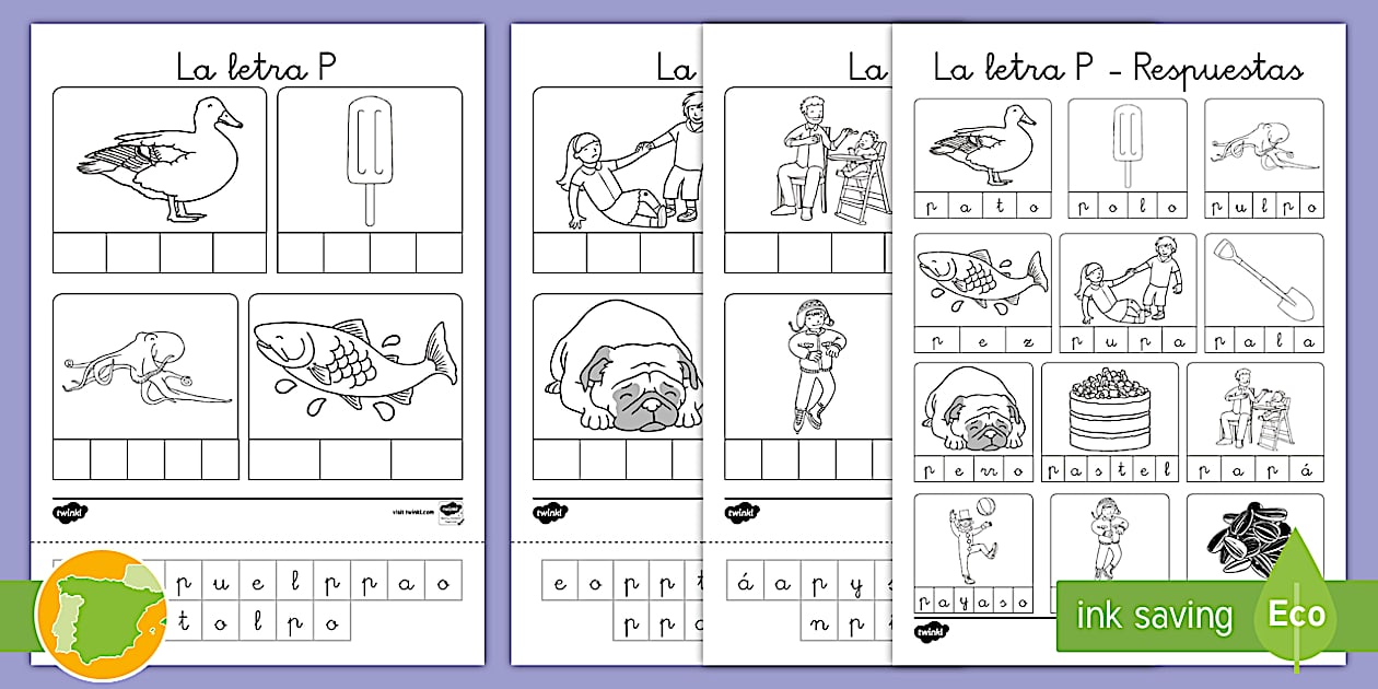 Ficha de cortar y pegar: La letra P (teacher made) - Twinkl