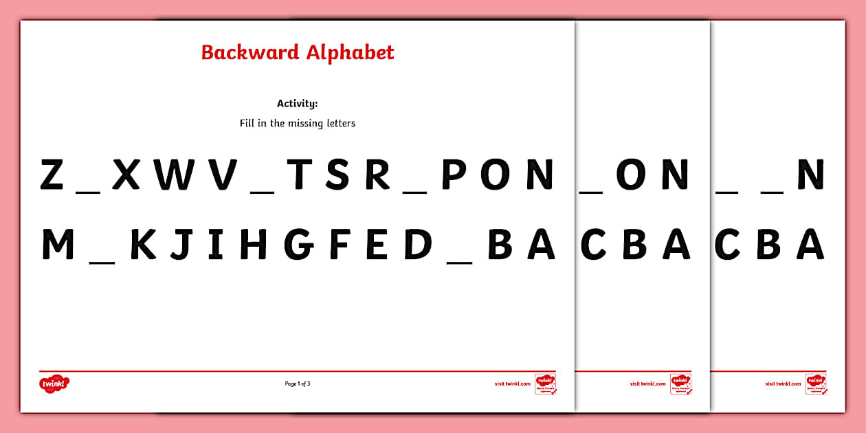 Backward Alphabet Activity Sheet (teacher made) - Twinkl