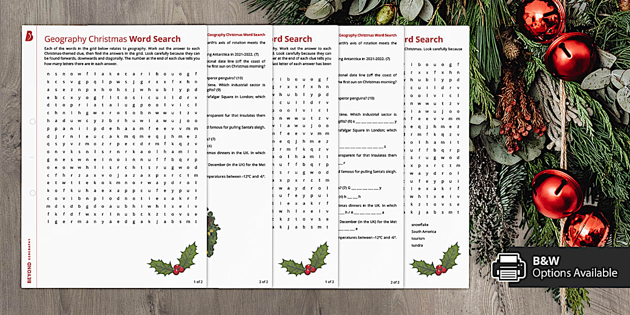 KS3 Geography Christmas Word Search (teacher made) - Twinkl